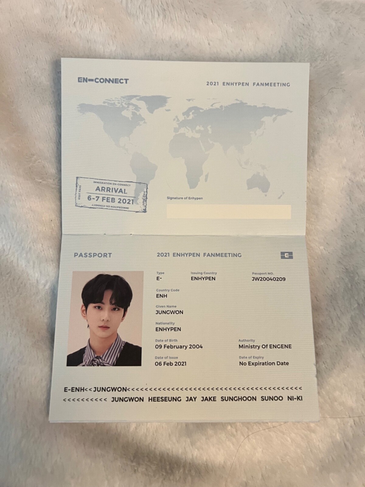 ENHYPEN Jungwon Fan Meeting Passport K-POP | eBay