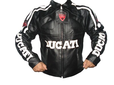 DUCATI Biker Motorcycle Cowhide Leather Jacket Motorbike Racing Leather ...