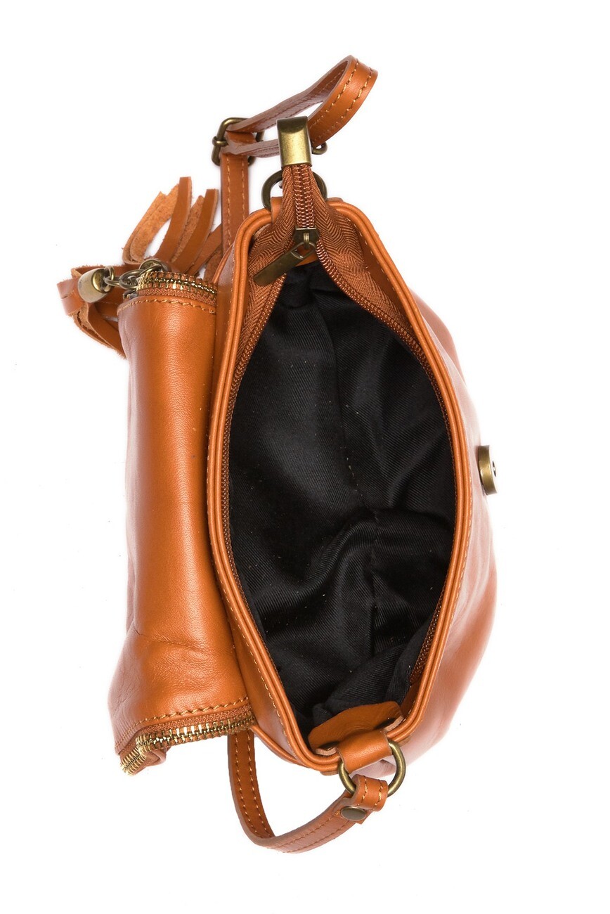 PERSAMAN NEW YORK Romella Leather Tassel Crossbody Bag Purse Handbag ...