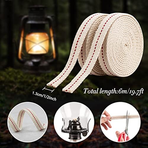 3 Rolls Flat Cotton Oil Lamp Wicks 19.7Ft 1/2 Inch Lantern Wick ...