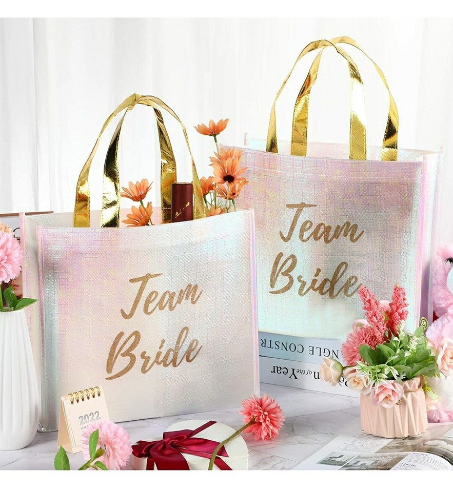 12 Pcs Team Bride Bags Bridesmaid Gift Bags Bridal Party Gift BagGlossy ...