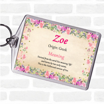 Zoe Name Meaning Bag Tag Keychain Keyring Floral | eBay UK