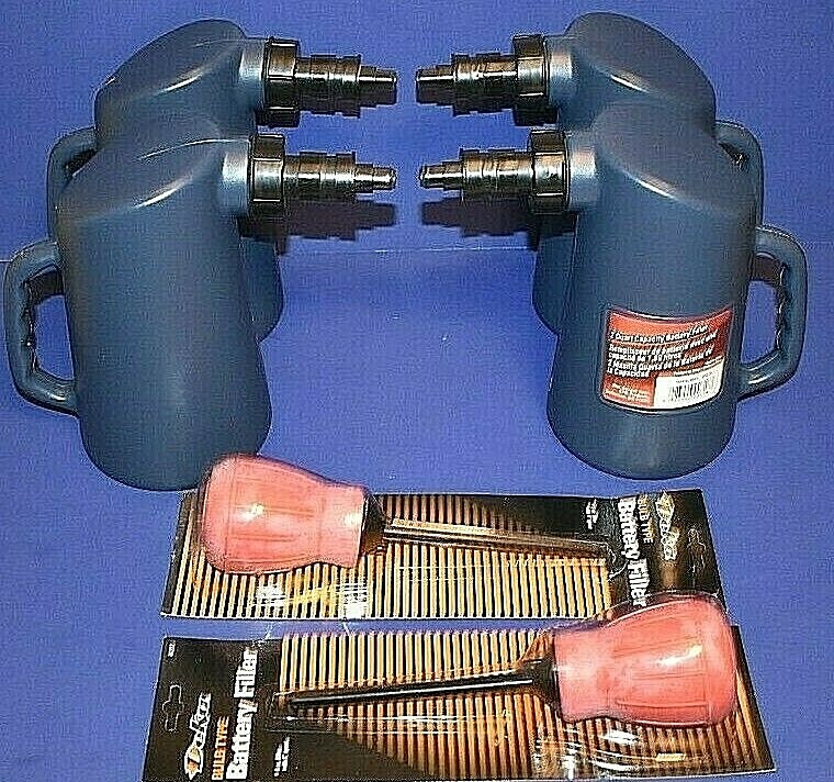 4 Battery Filler Bottle Automatic Shut Off 2 filler Bulb Golf Cart RV ...