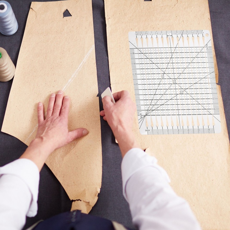 Set of 2 Cutting Ruler Patchwork Rulers Slotted for Quilting Templates ...