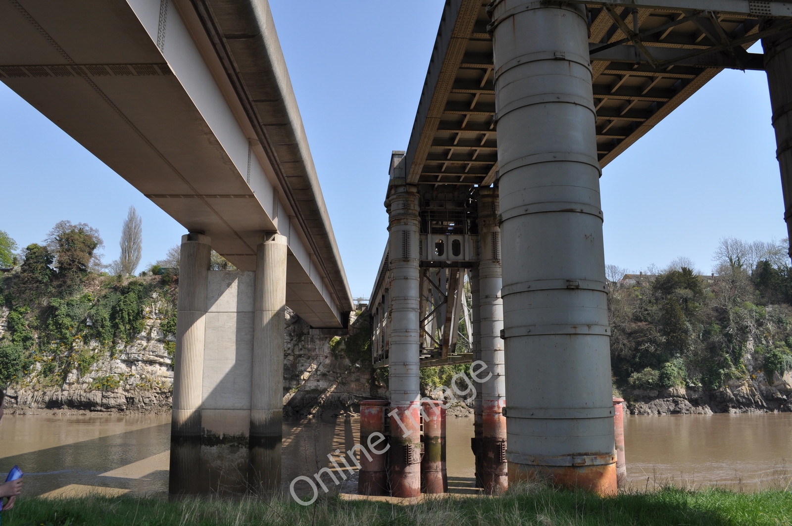 Photo 12x8 Underneath the A48 road bridge and railway bridge Chepstow ...