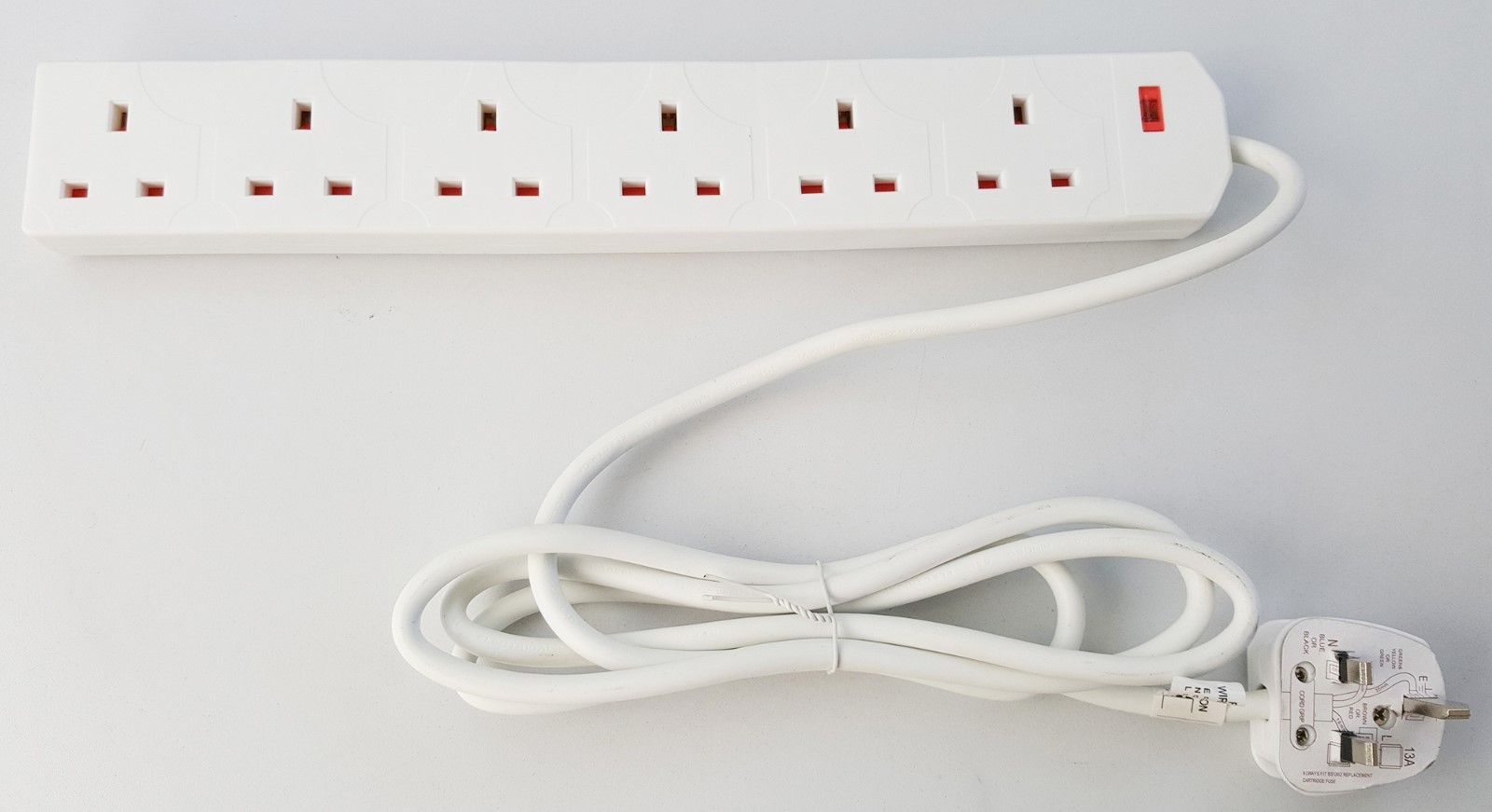 1 4 6 GANG WAY UK PLUG EXTENSION LEAD CABLE SOCKET BS1363 std MAINS ...