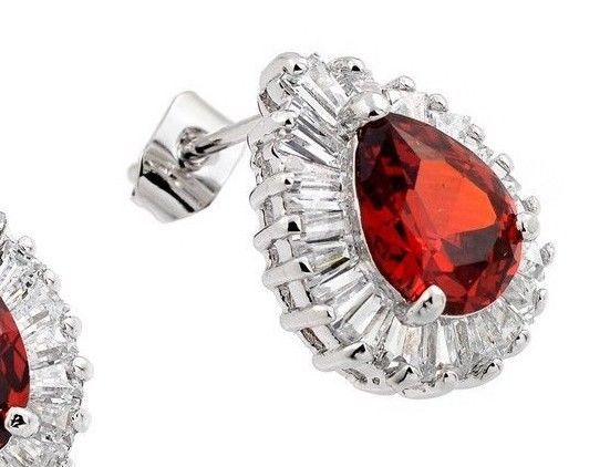 925 STERLING SILVER LADIES TEAR DROP STUD EARRINGS W/ RUBY DESIGNER | eBay
