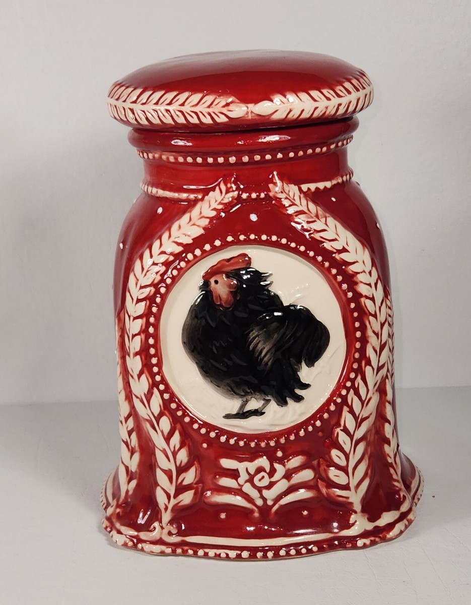 Red Ceramic Rooster Blue One Of A Kind Handpainted Ceramic Rooster