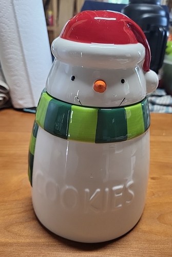VINTAGE HALLMARK SNOWMAN CERAMIC COOKIE JAR 9.25" In Box | eBay