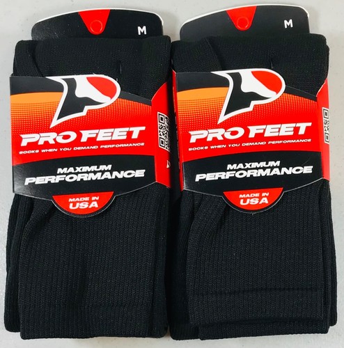 PRO FEET Maximum Performance Crew Socks Size M Medium Black - 2 Pair ...