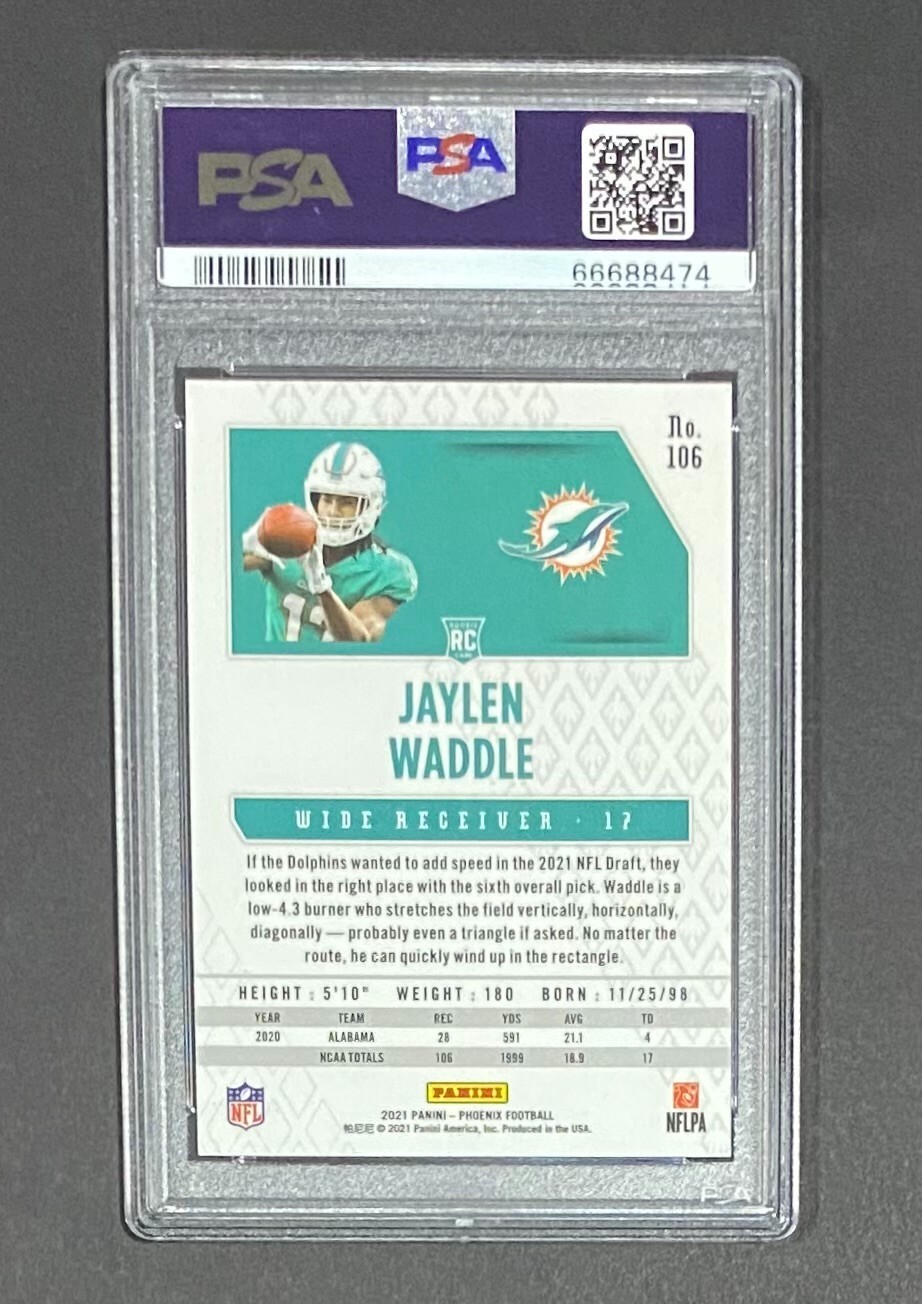 2021 PHOENIX JAYLEN WADDLE ROOKIE FIRE BURST DOLPHINS #106 RC - PSA 10 ...