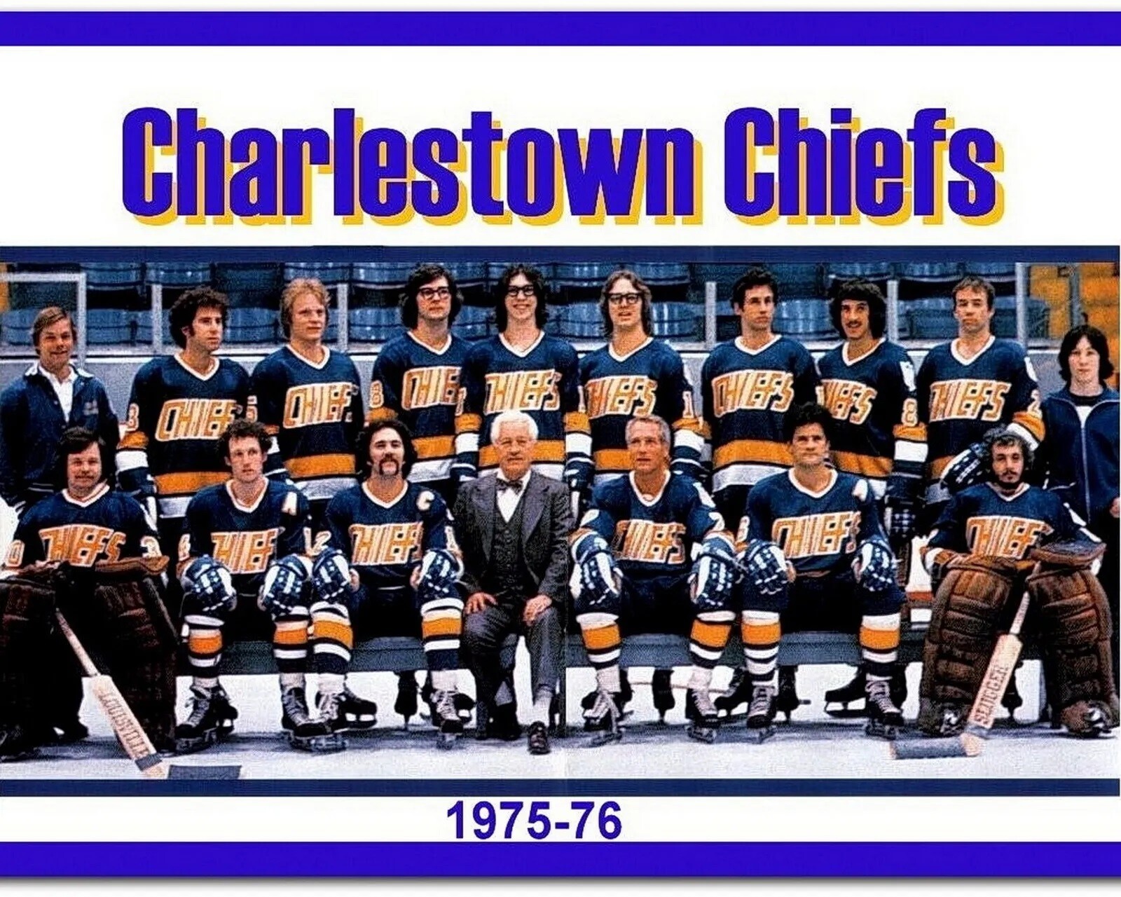 1977 Charlestown Chiefs Team Hanson Dunlop Slap Shot 8x10 PHOTO PRINT ...