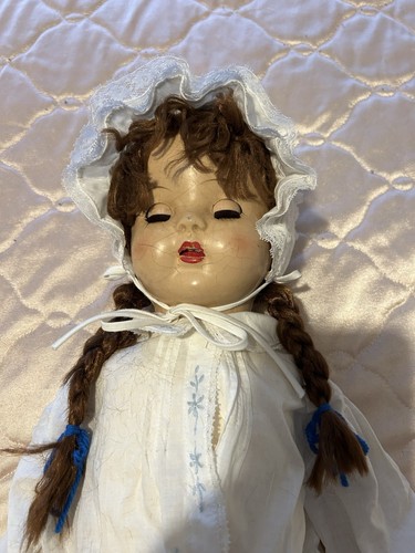Antique 1930-40's Composite Doll Sally Pigtails Red Hair Blue Eyes ...