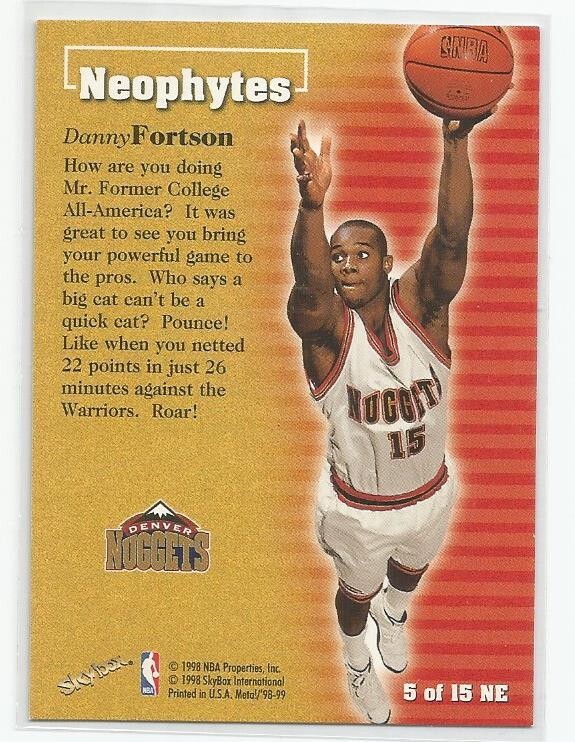 1998-99 Skybox Metal Universe Neophytes Danny Fortson Denver Nuggets ...