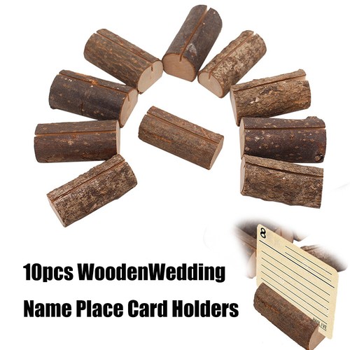 10Pcs Wedding Decoration Wooden Name Place Card Holders Table Menu ...