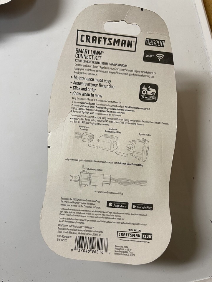Craftsman Smart LAWN Connect 71-25200 Smart WiFi Mower Maintenance ...