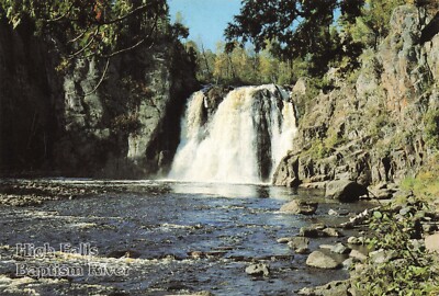 Postcard MN High Falls Waterfall Baptism River Tettegouche State Park ...