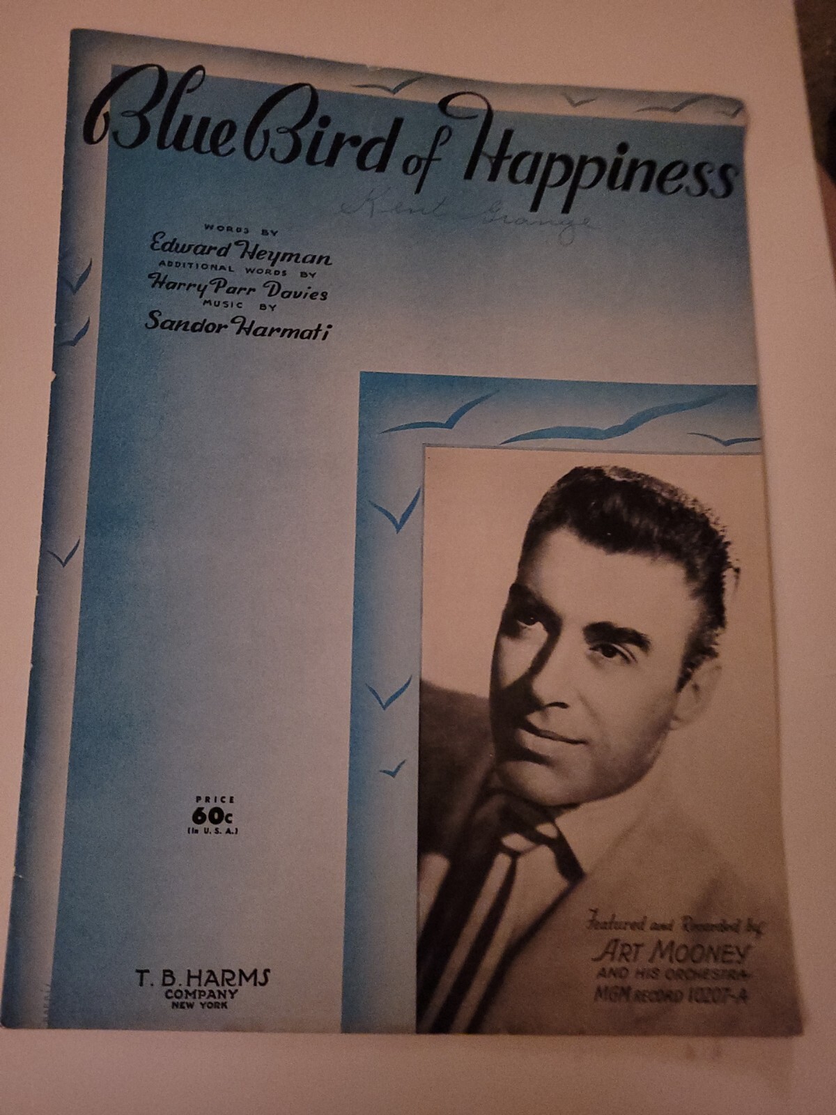 Blue Bird Of Happiness Sheet Music Vintage 1940 Sandor Harmati Edward ...