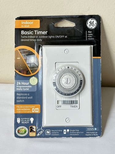 Brand New GE Indoor In-Wall Basic Timer 24 Hour Programmable Dial 15325 ...