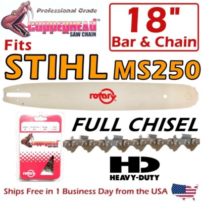 COPPERHEAD 18" BAR & FULL CHISEL PRO CHAIN FOR STIHL MS250 26RS-68 3005 ...