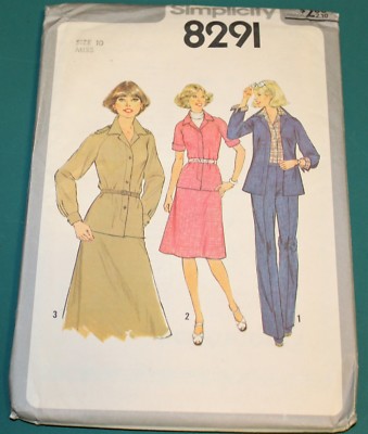 Simplicity Pattern #8291 MISSES PANTS, SKIRT, SHIRT-JACKET Size 10 ...