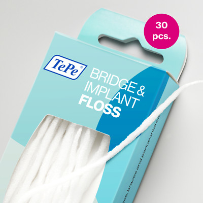 TEPE Bridge & Implant Dental Floss - Thick, Flexible with Stiff Ends ...