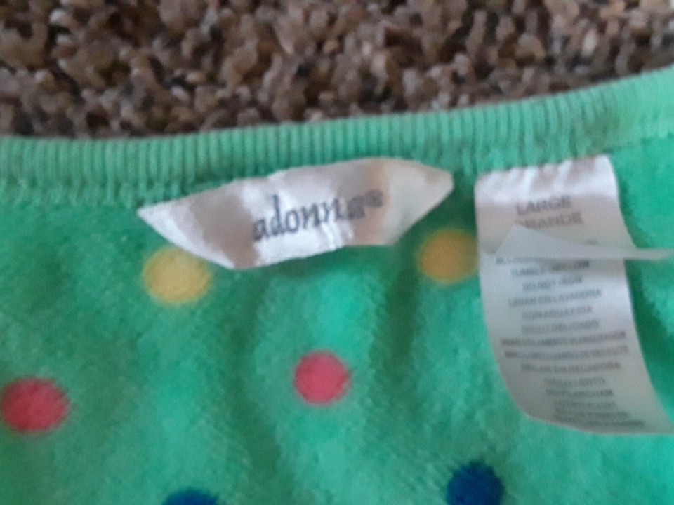 Adonna Full Zip Terry Size Large Nightgown Robe Dress Beach with ...