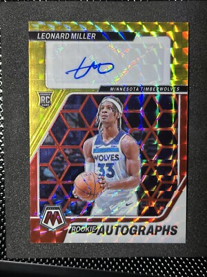 LEONARD MILLER 2023-24 MOSAIC CHOICE ROOKIE AUTO RED YELLOW FUSION RC ...