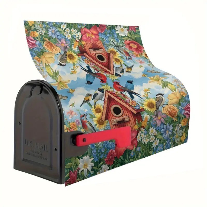 Magnetic Mailbox Cover Birds Flowers Birdhouse Mailbox Protector ...