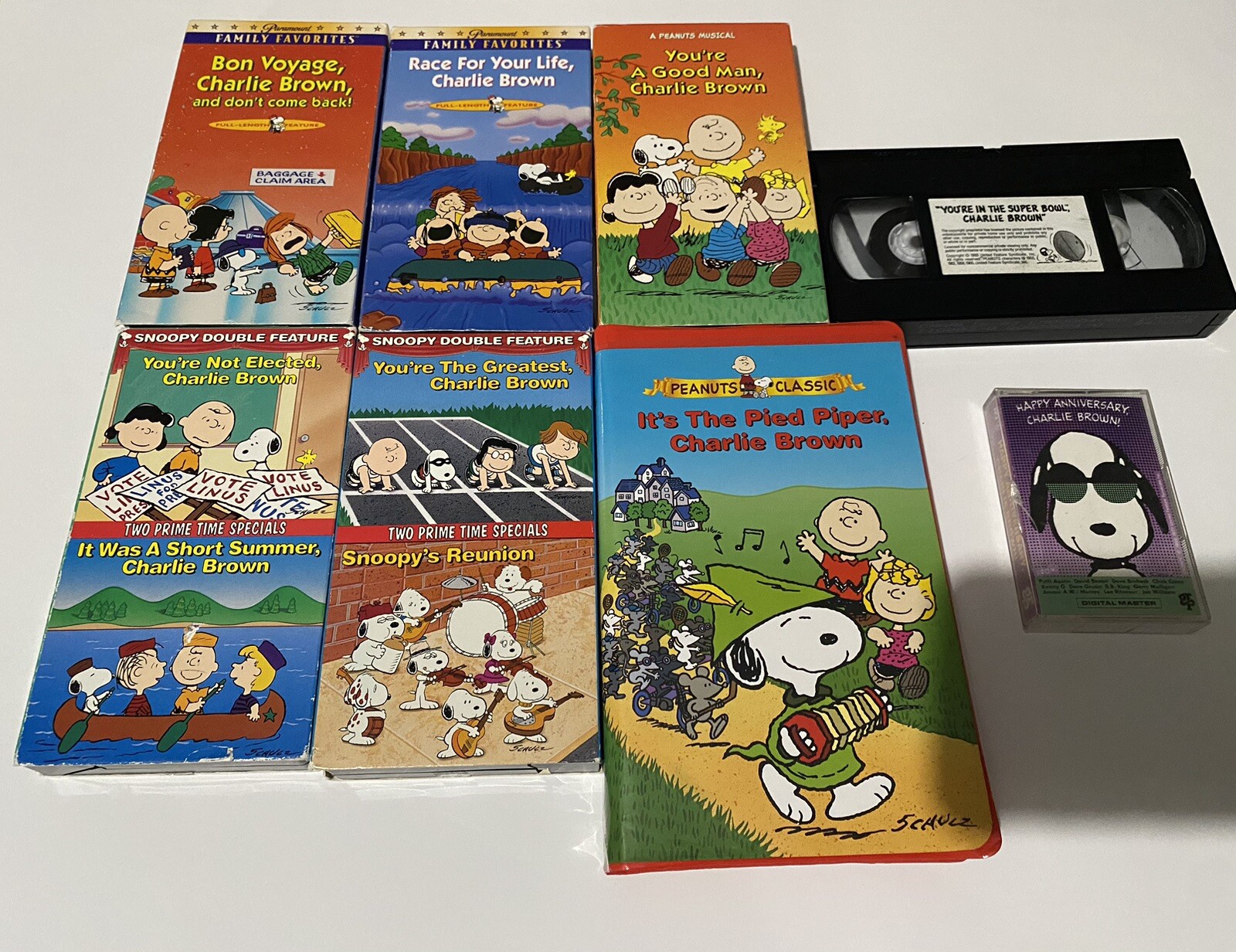 Peanuts Charlie Brown Snoopy VHS Collection Lot of 7 + Music Cassette ...