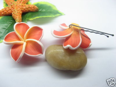 20 Red Fimo Beads Frangipani Jewellery Finding 4.2cm | eBay Australia