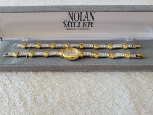 Nolan Miller Glamour Collection Gold & Silver Tone Clear Crystals Watch ...