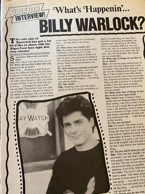 Billy Warlock, Baywatch, Full Page Vintage Clipping, b | eBay