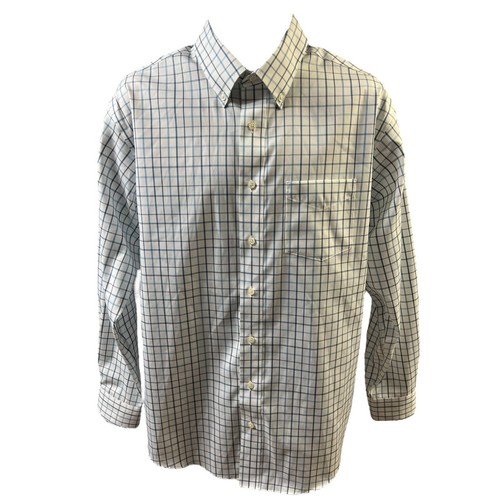 George Dress Shirt Button Up Collared Mens SIze Large Plaid Pocket Neck ...