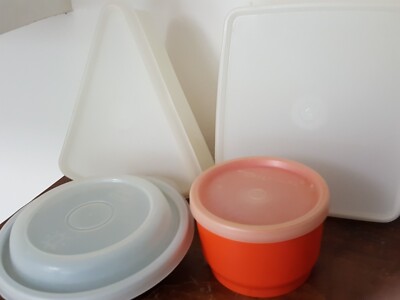 3 TUPPERWARE + 1 RUBBERMAID LUNCH BAG Containers Pie-Sandwich-Veg ...