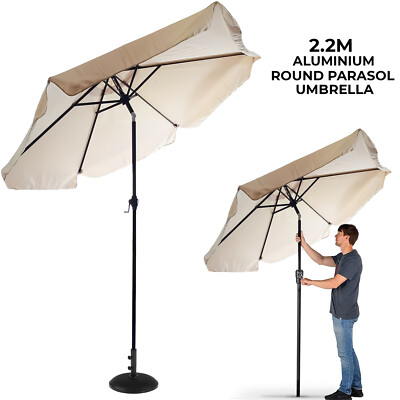 2.2M Garden Parasol Outdoor Umbrella Tilt Mechanism Canopy Sun Shade ...