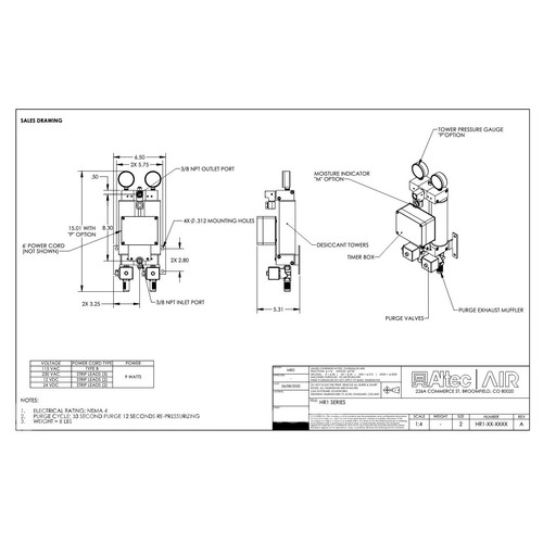 Altec AIR HR1-21MP HR Series Heatless Desiccant Air Dryer MFGD | eBay