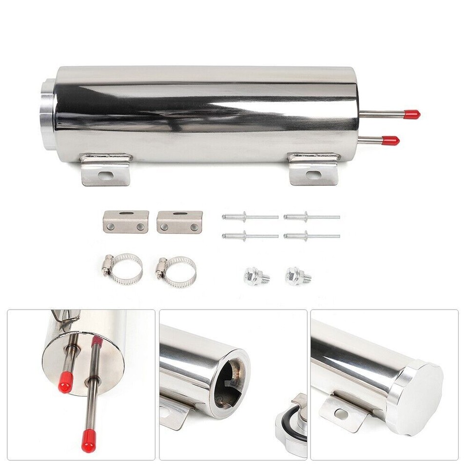 3"x10" Polished Stainless Steel Radiator Coolant Overflow Catch Puke ...