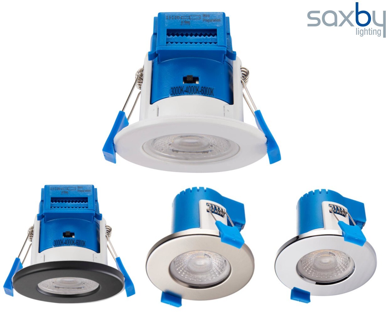 Saxby Shield Eco LED Downlight CCT IP65 5W Spot Light Fixed Fire Rated ...