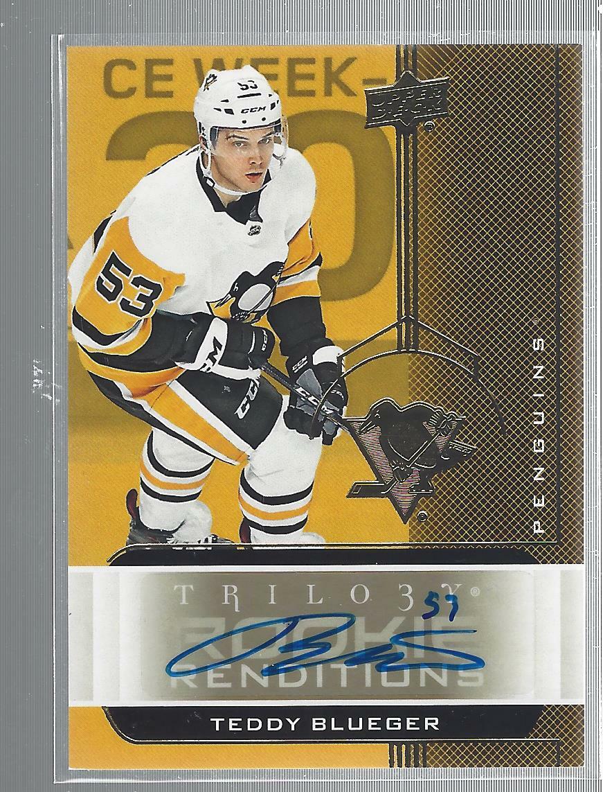 Teddy Blueger 2019-20 Upper Deck Trilogy Rookie Renditions Autographs ...