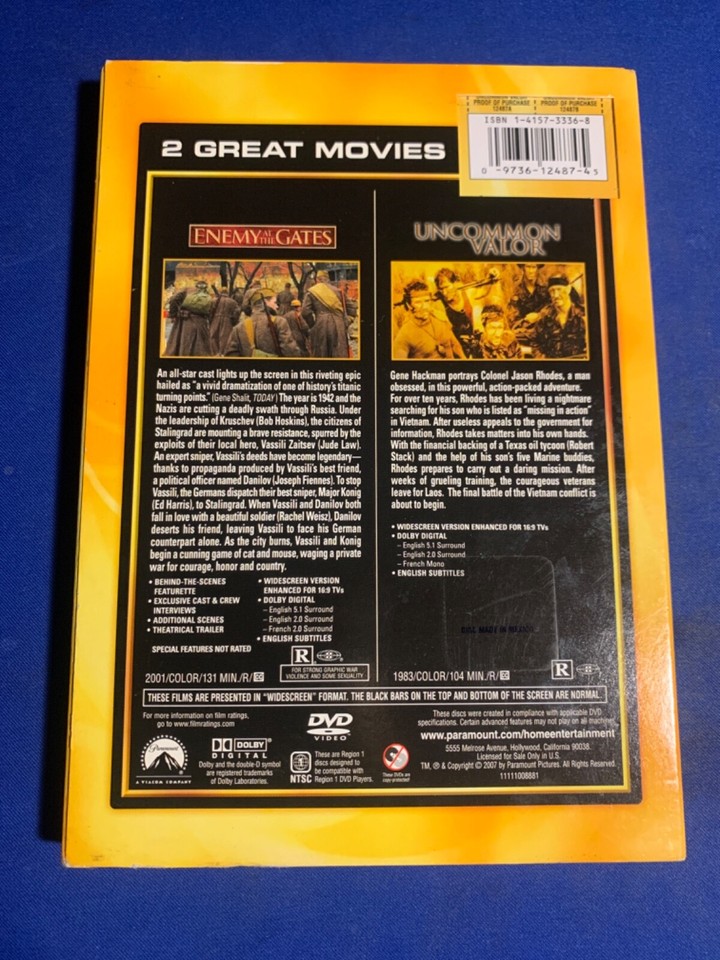 Enemy at the Gates / Uncommon Valor (DVD Set) widescreen…..…BRAND NEW ...
