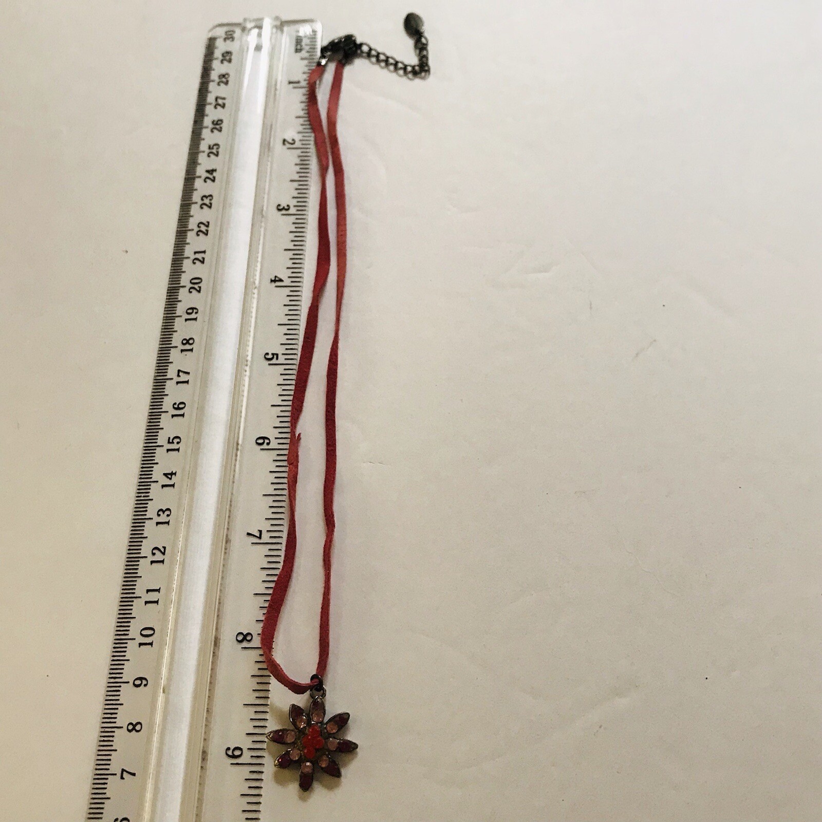 Seasonal Whispers Necklace Pink Suede Ribbon Starburst Rhinestones ...