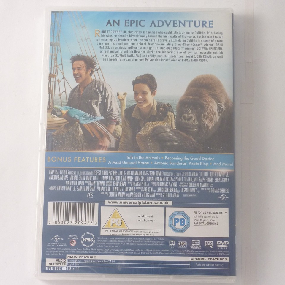 Dolittle (DVD, 2020) NEW Robert Downey Jr Family Movie Emma Thompson ...