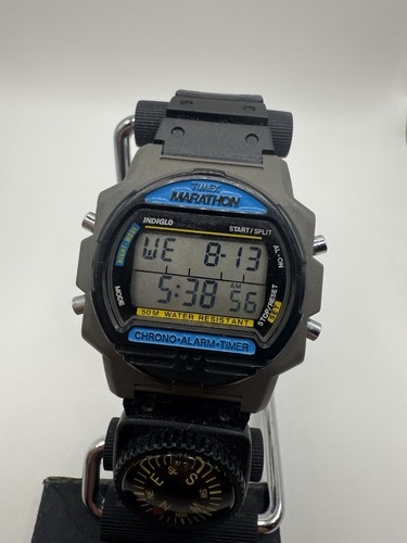 Mint Timex Marathon Digital Watch Chrono Alarm Timer WR 30M Blue Men's ...