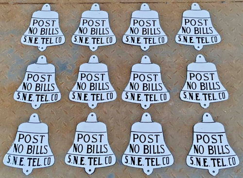 12X Rare Bell Telephone post NO Bills PORCELAIN ENAMEL SIGN BOARD SIZ 8 ...