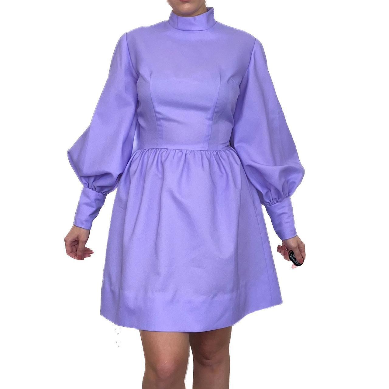 Vintage Purple 60s Retro Mini Dress Lavender Handmade Bishop Sleeves | eBay
