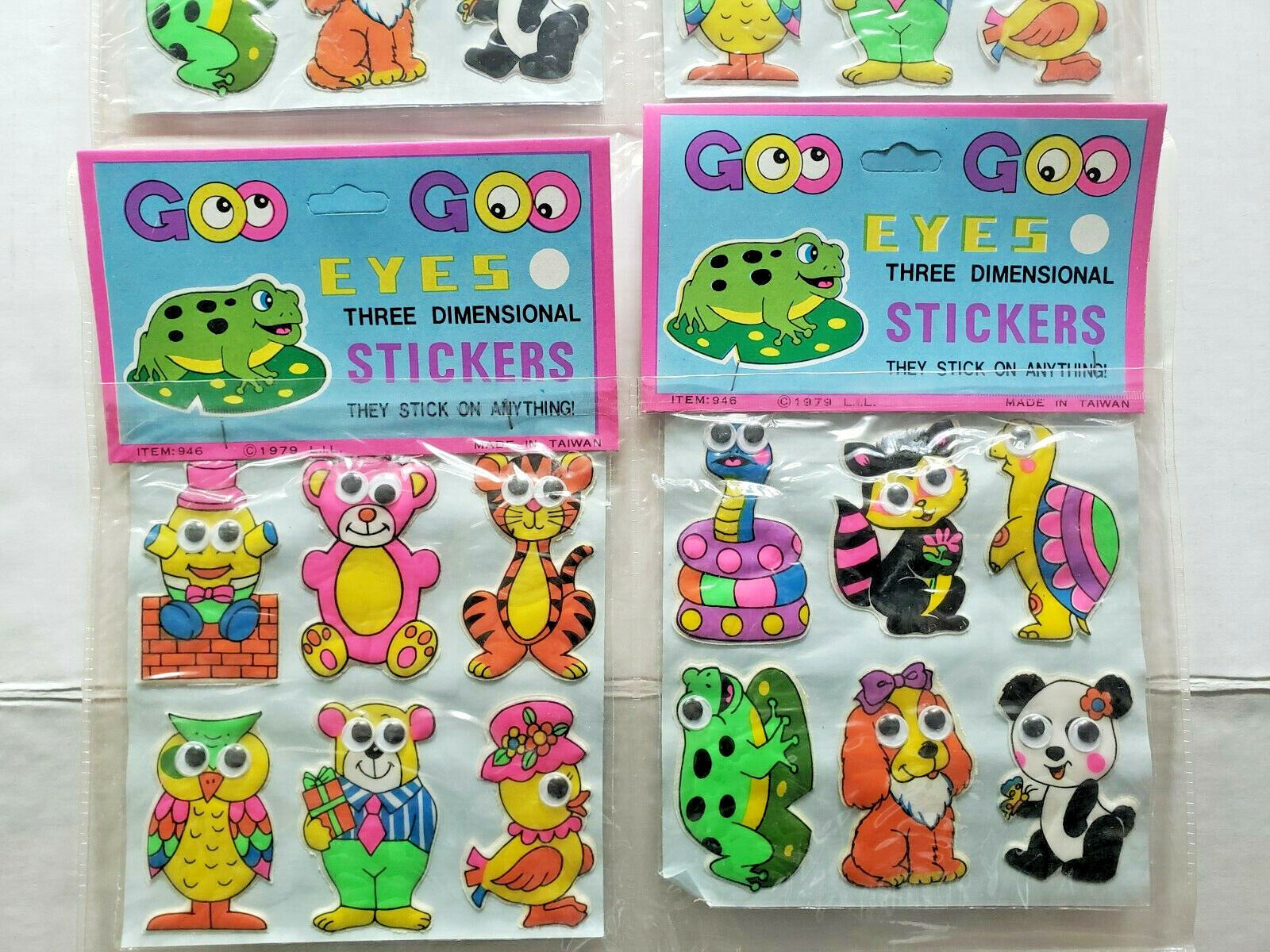 Vintage 1979 Goo Goo Eyes Puffy Stickers Display of 4 Sealed New Old ...