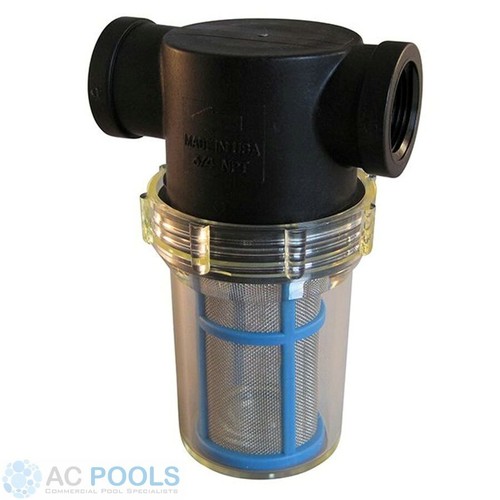 Inline 20mm (¾") Water Filter/Strainer (480 Micron) Poly Body. Clear ...
