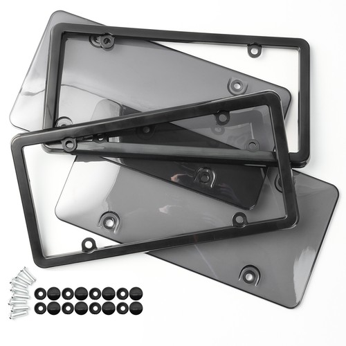 2 Unbreakable License Plate Covers+Frames Auto Tag Shield Protector ...