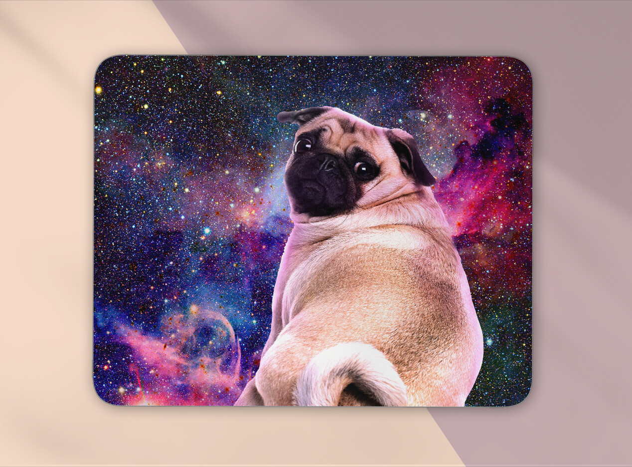 Space Pug Dog Rectangle Mouse Mat - Funny Animals Galaxy Computer Gift ...
